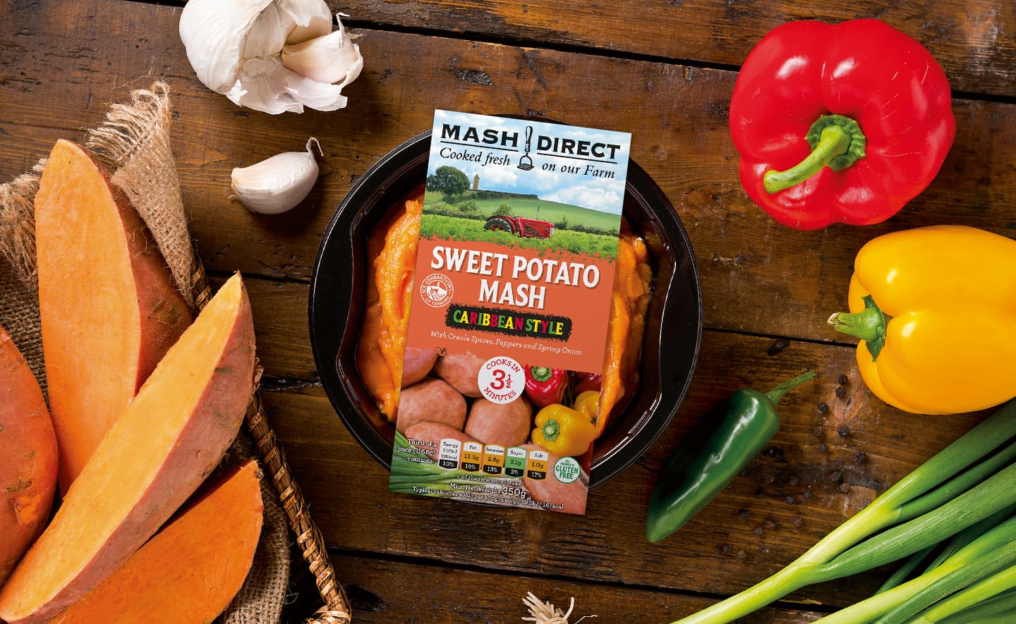 Mash Direct Sweet Potato Mash Caribbean Style with raw ingredients ...