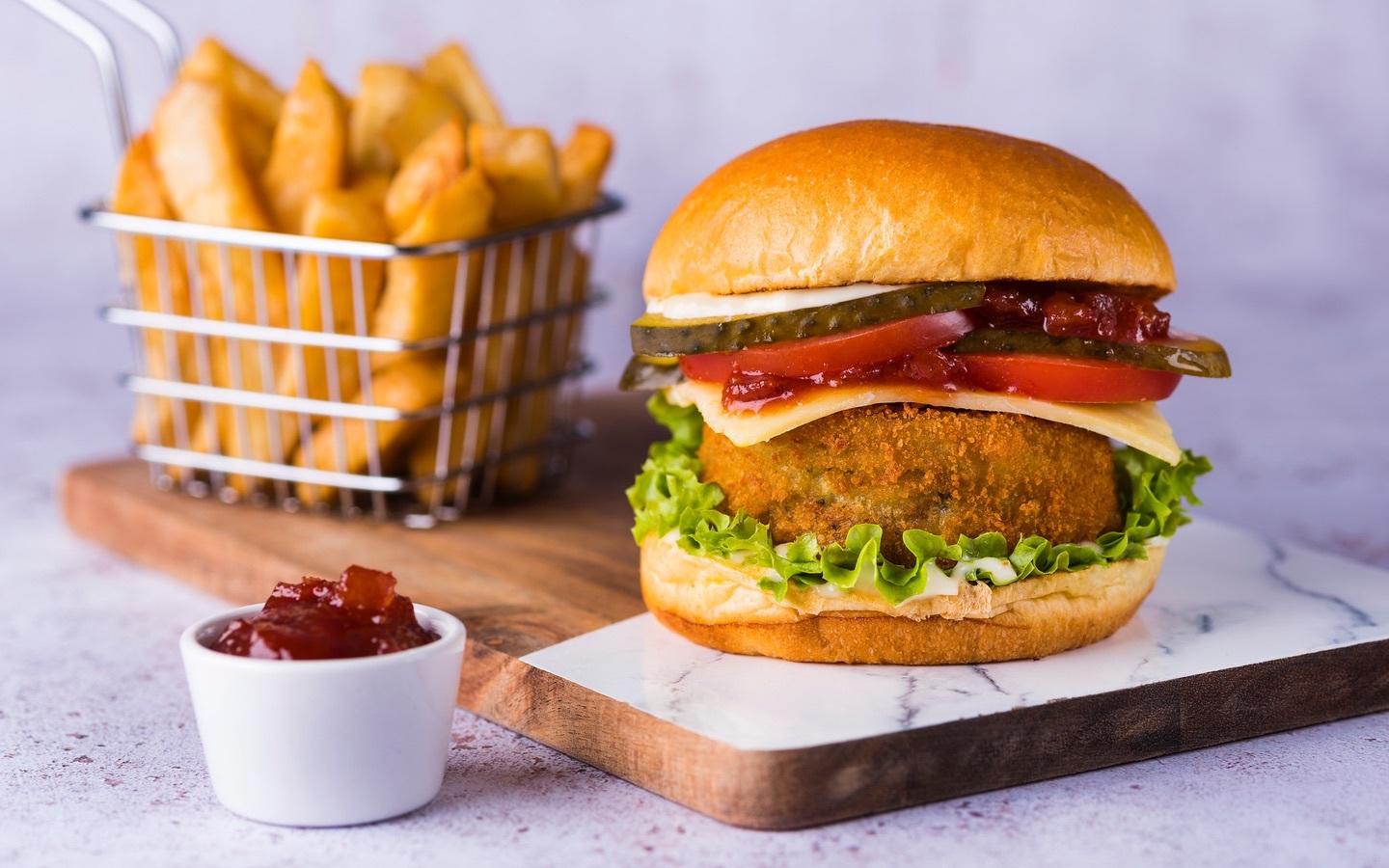 Mash Direct Veggie Burger and Beer Battered Chips | Mash Direct